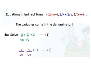 Pair of linear equations in two variables for classX | PPT