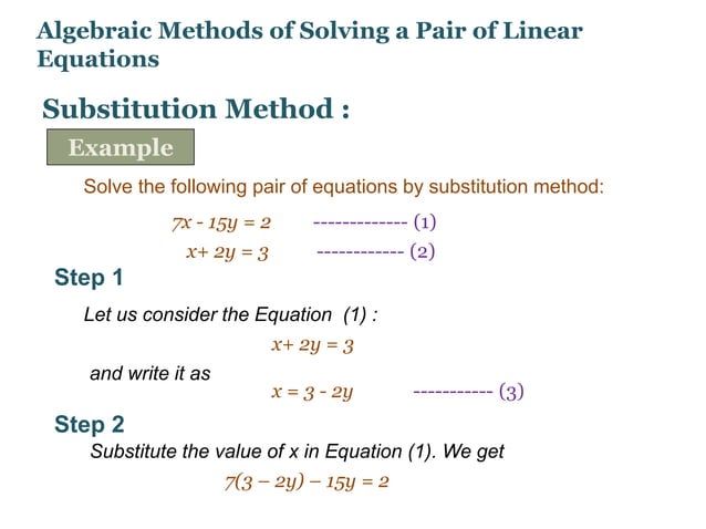 Pair Of Linear Equations In Two Variables For Classx Ppt