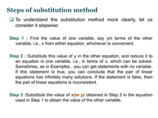 Pair of linear equations in two variables for classX | PPT