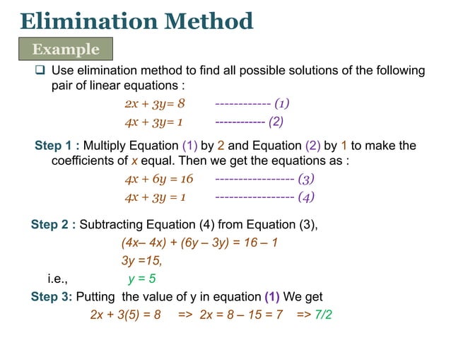 Pair Of Linear Equations In Two Variables For Classx Ppt