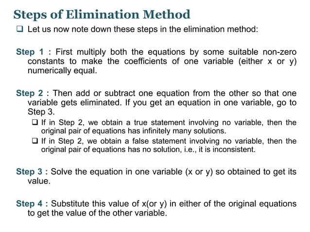 Pair of linear equations in two variables for classX | PPT