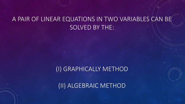 Pair of linear equation in two variable | PPTX | Physics | Science