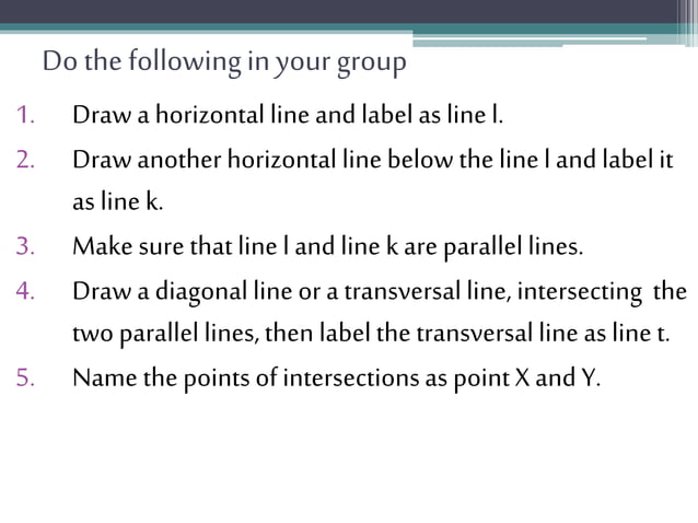 Pairs of angles formed by parallel lines cut by a transversal | PPTX ...