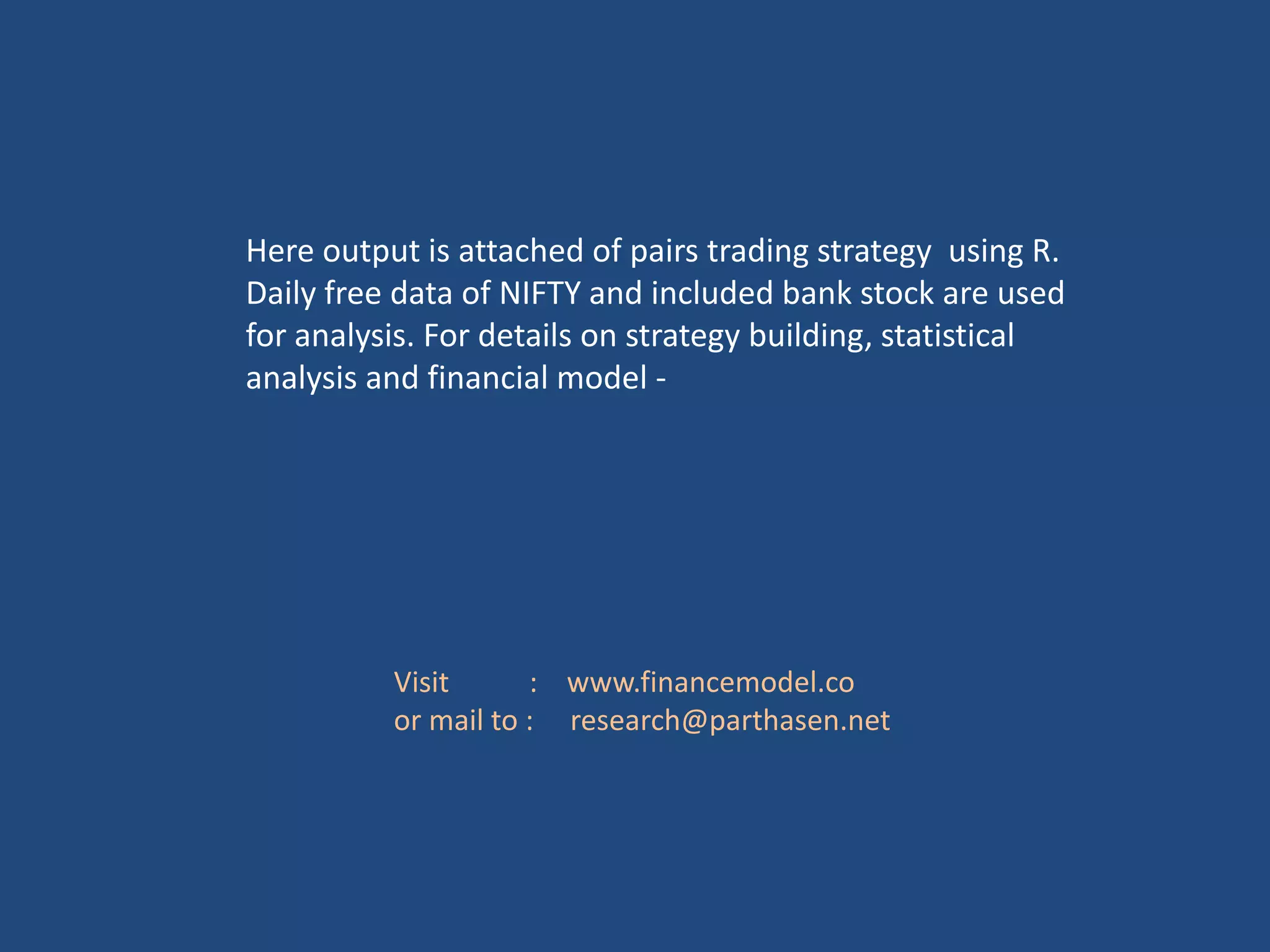 Pairs trading using R | PPT