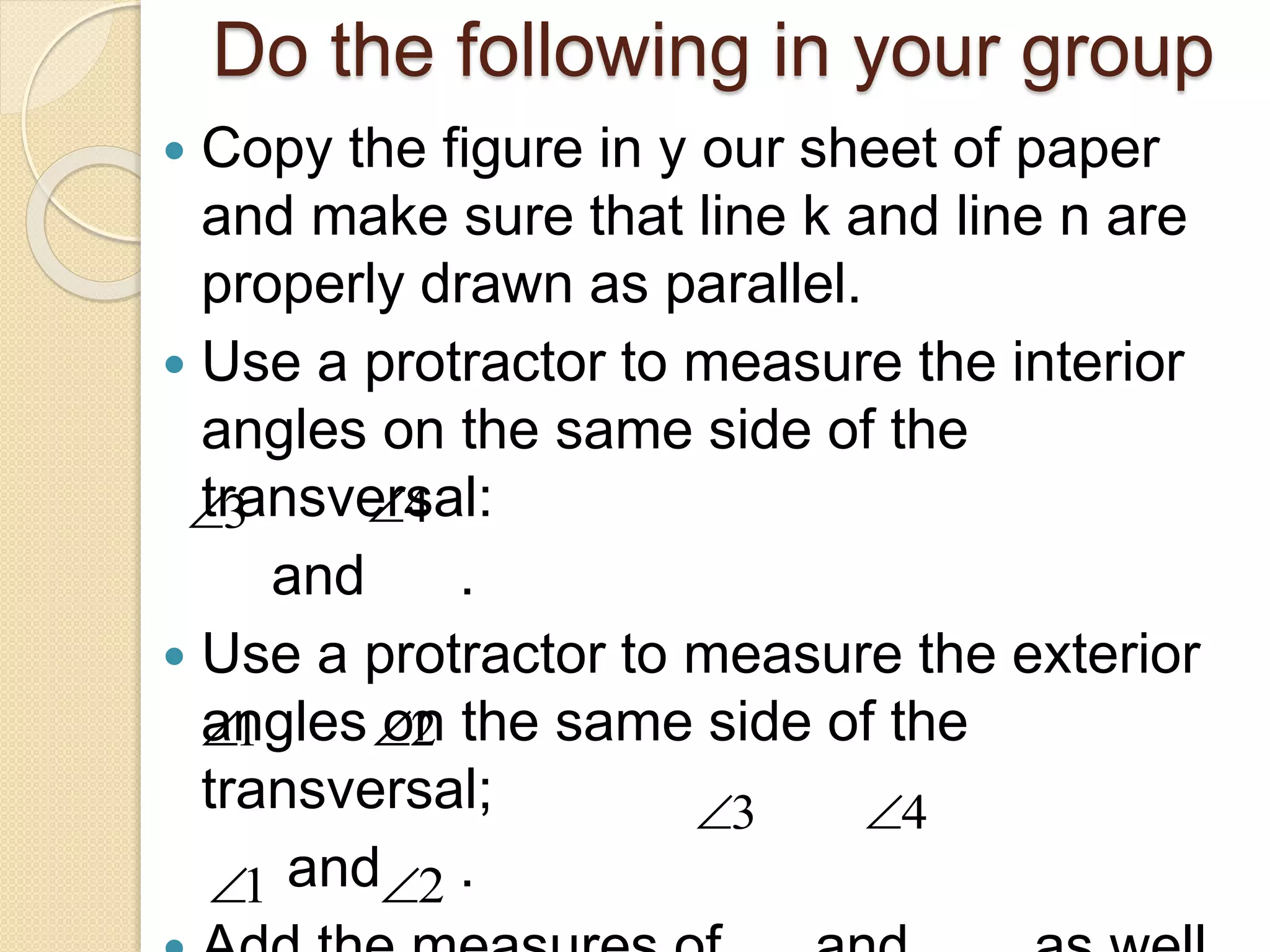Pairs of Angles on Same Side Theorem | PPTX