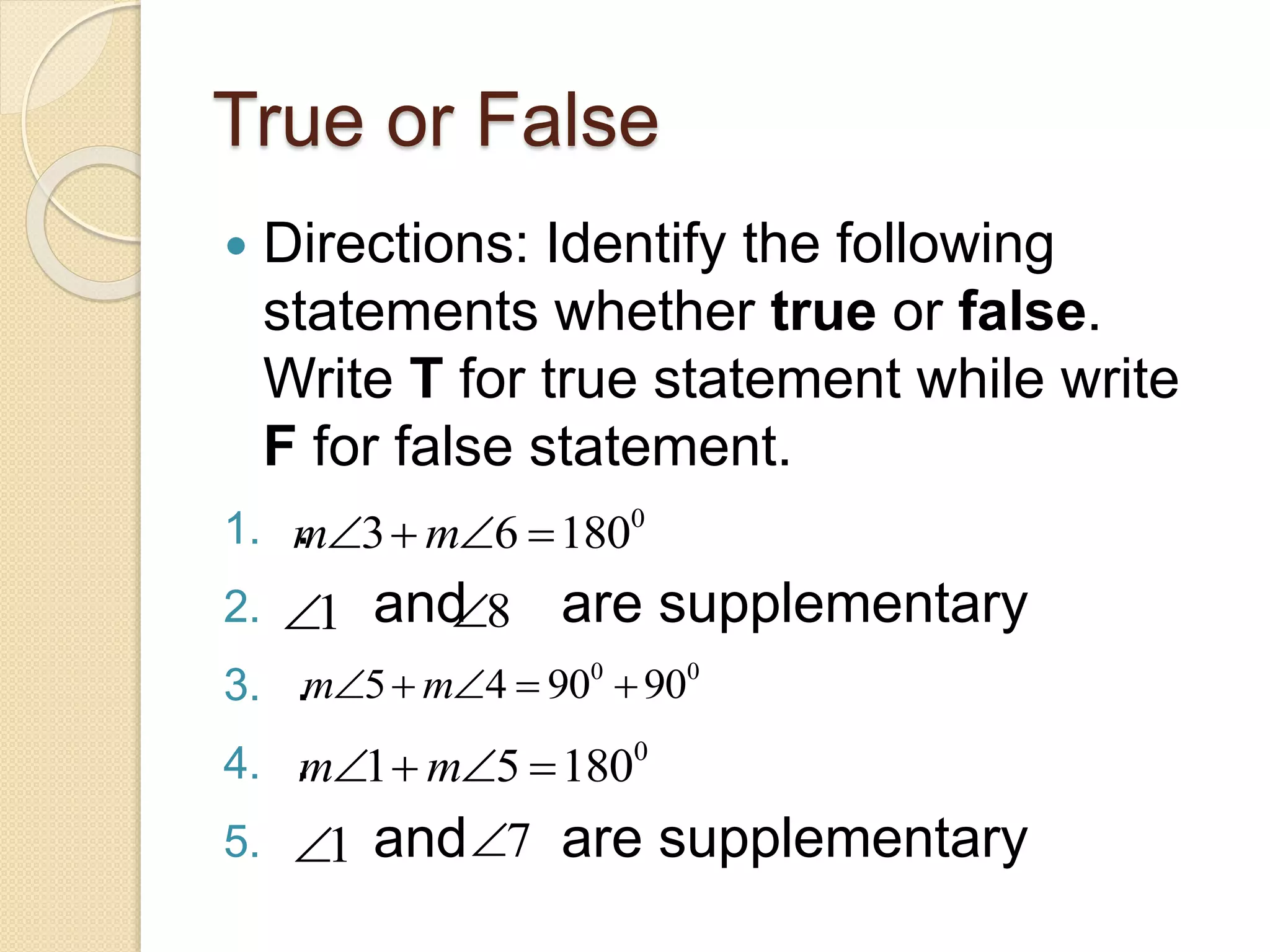 Pairs of Angles on Same Side Theorem | PPT