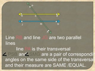 Pairs of anglles & transversal | PPTX