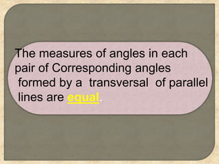 Pairs of anglles & transversal | PPTX