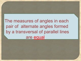 Pairs of anglles & transversal | PPTX