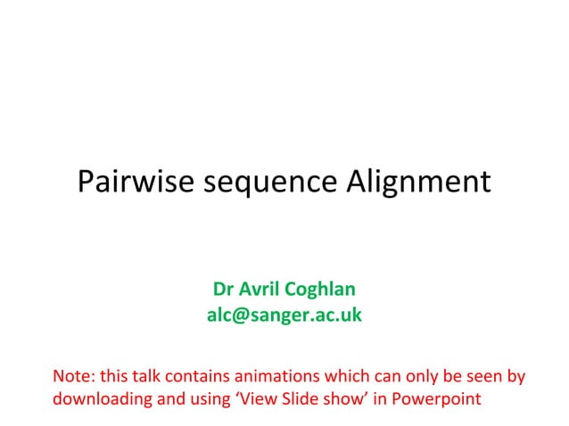 Pairwise Sequence Alignment Ppt Databases Computer Software And Applications