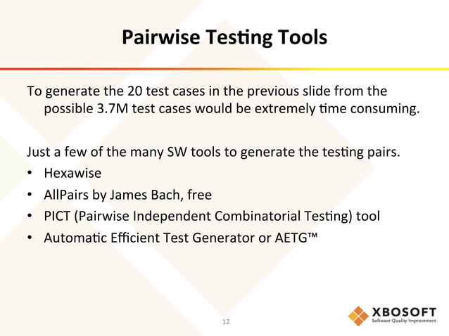 Pairwise testing - Strategic test case design | PDF | Programming ...