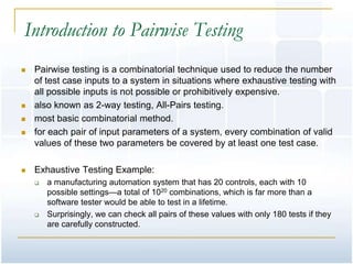 Pairwise testing sagar_hadawale | PPTX