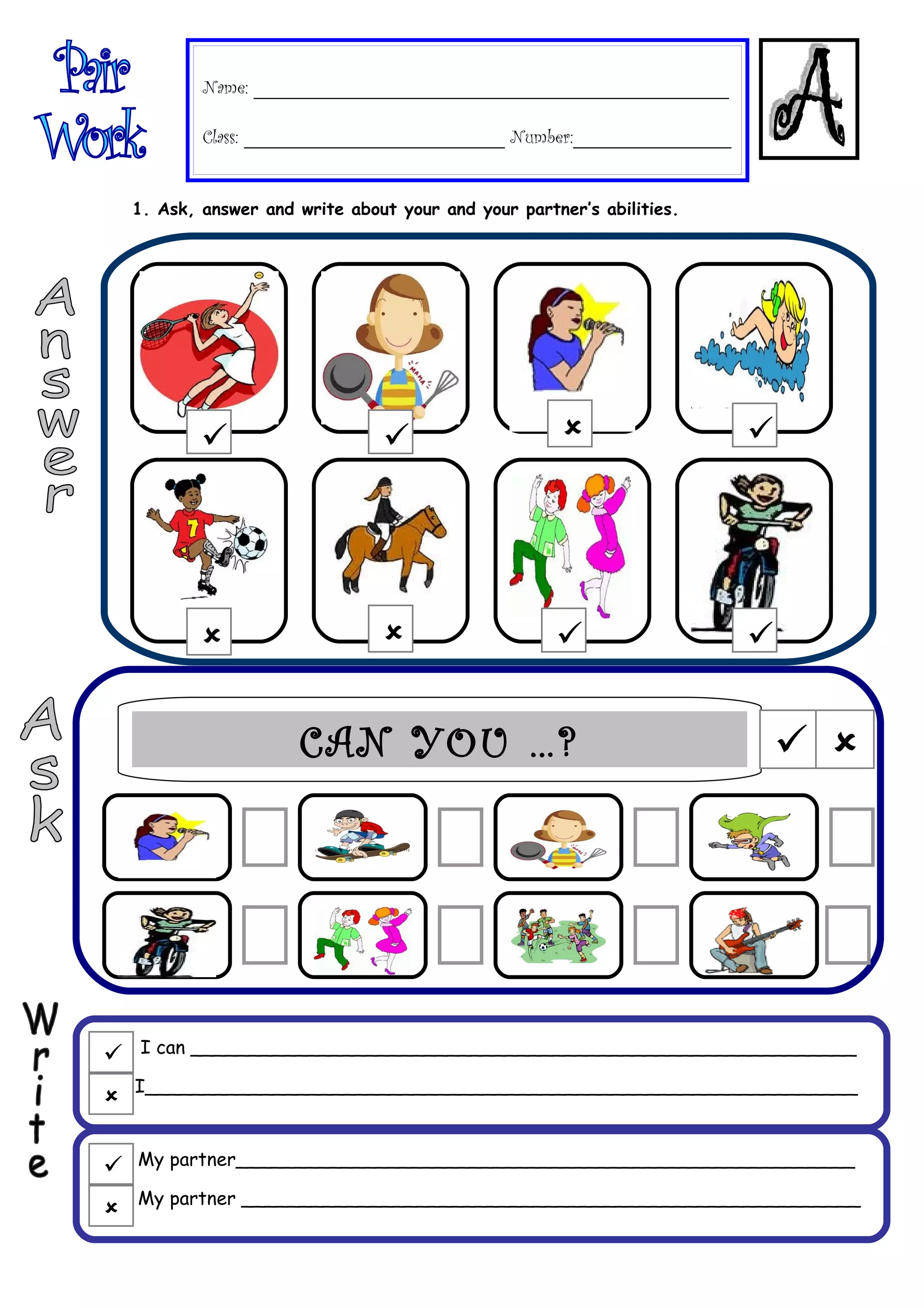 Modal Verb Can: Pair Work | DOC