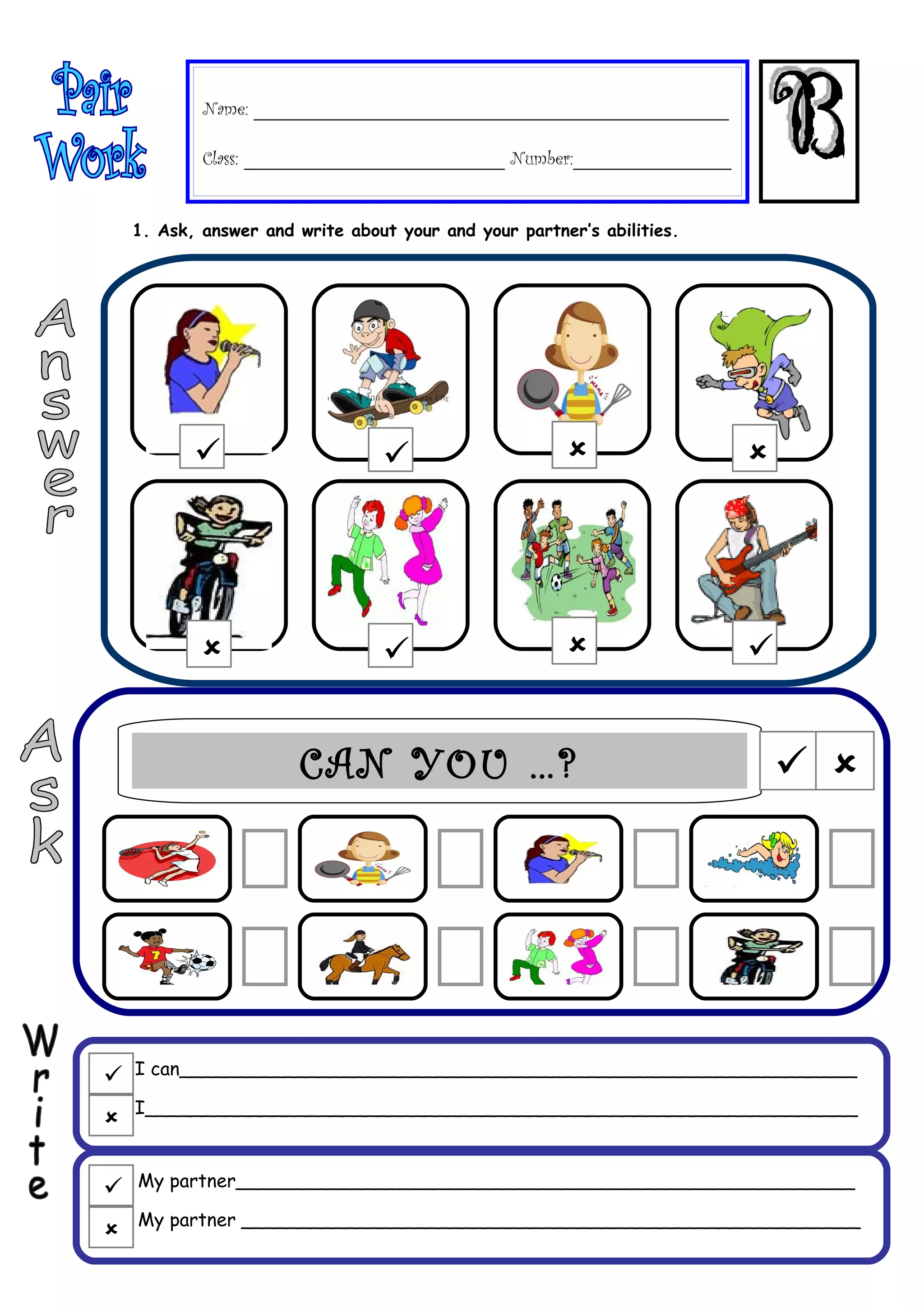 Modal Verb Can: Pair Work | DOC