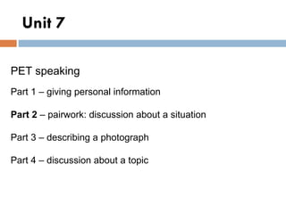 Pairwork speaking pet | PPT