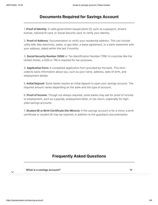 Savings Account Eligibility & Documents Required | PDF