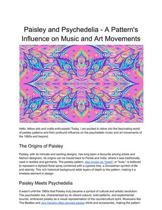 Paisley and Psychedelia - A Pattern's Influence on Music and Art ...