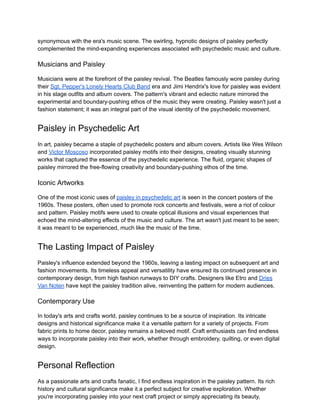 Paisley and Psychedelia - A Pattern's Influence on Music and Art ...