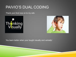 Paivio’s dual coding 1 min powerpoint | PPTX | Science