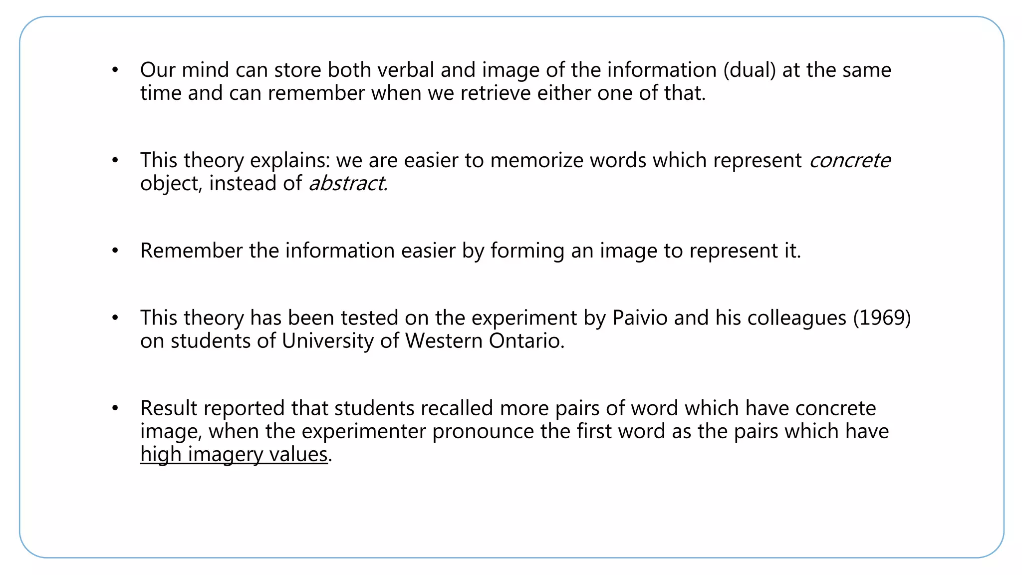 Paivios's dual coding theory | PPTX