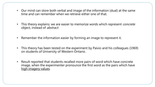 Paivios's dual coding theory | PPTX