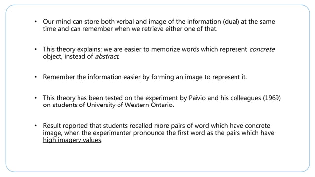 Paivios's dual coding theory | PPTX