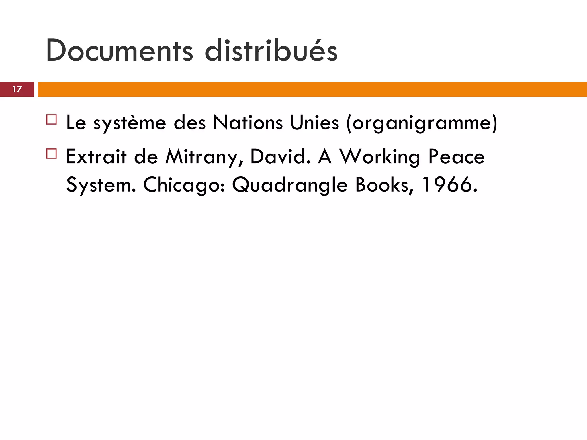 David Mitrany et le fonctionnalisme | PPT