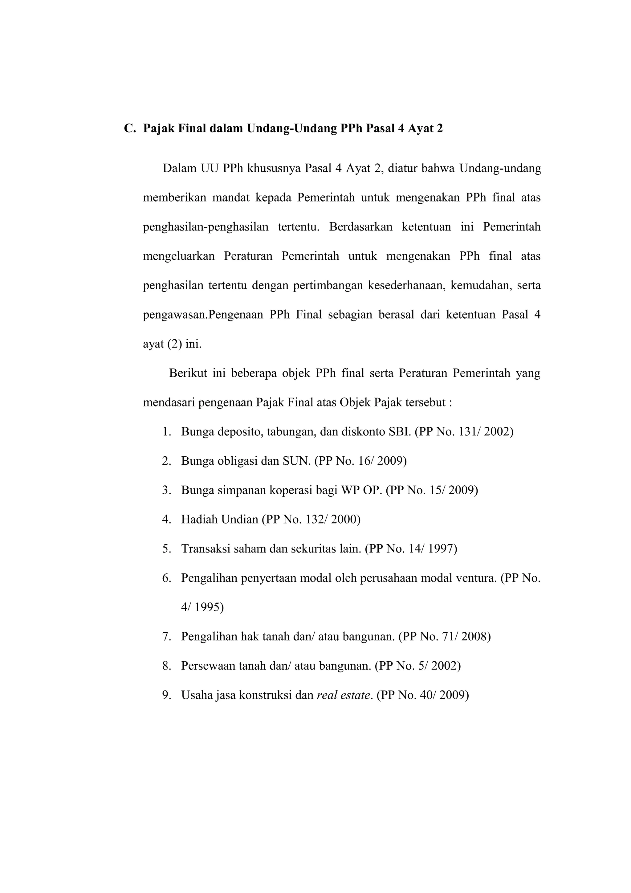 Pajak Kontemporer - PPh Final (Pajak Penghasilan Final) | PDF
