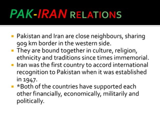 Pak iran relations | PPTX