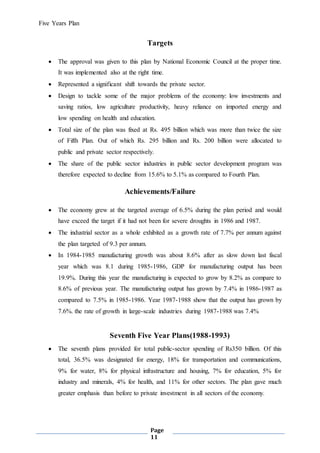 Five Years Plan of Pakistan | DOCX