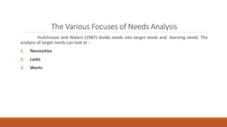 needs analysis in course design | PPTX