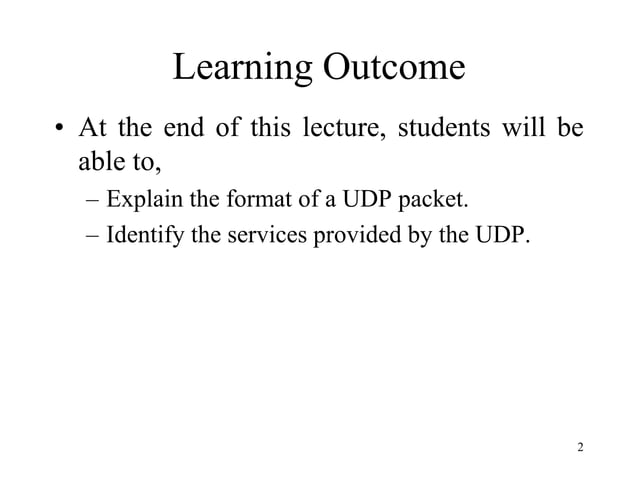 User Datagram Protocol Pptx Computer Networking Computing