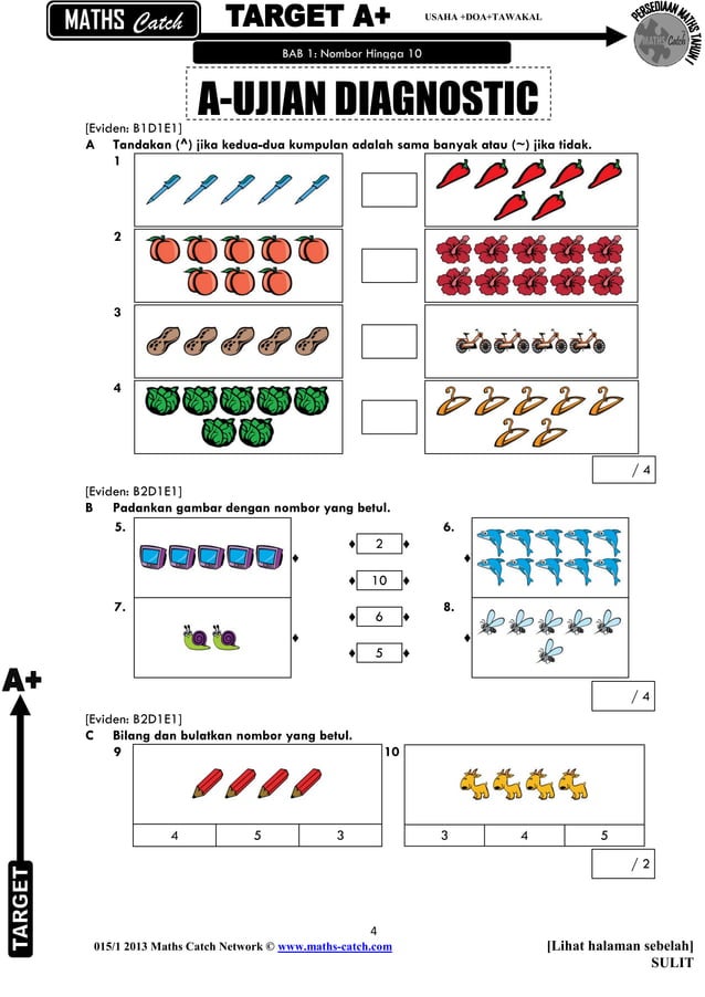 Pakej soalan ramalan topikal maths tahun 1 (topy1-bm) | PDF
