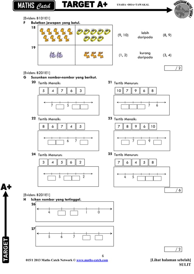 Pakej soalan ramalan topikal maths tahun 1 (topy1-bm) | PDF