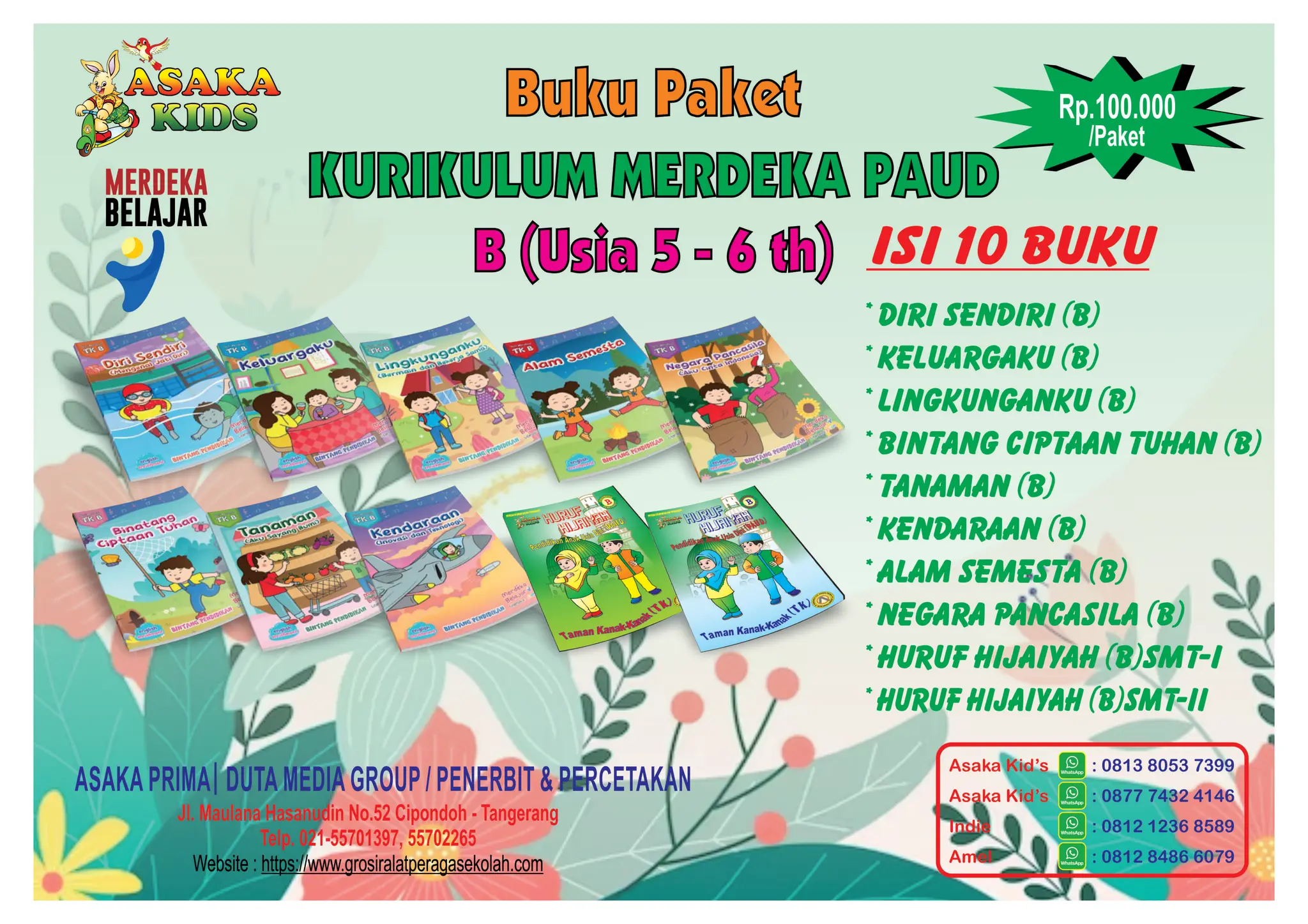 Buku Pembelajaran Paud 5-6 (Cerdas dan Kreatif) KUMER 2024 TK.B | PPT
