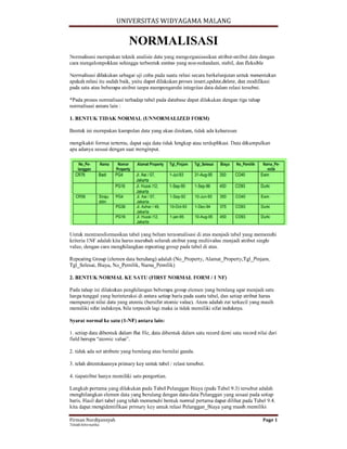 1. Materi Sistem Basis Data (Normalisasi) | PDF