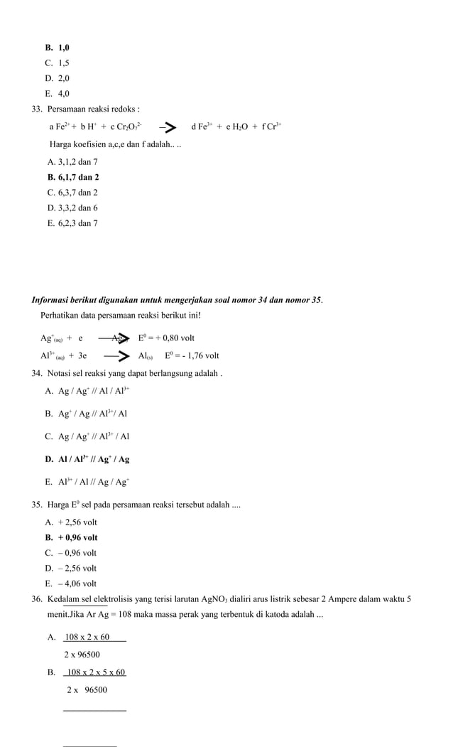 Soal Kimia kelas 3 SMA 16 | DOC