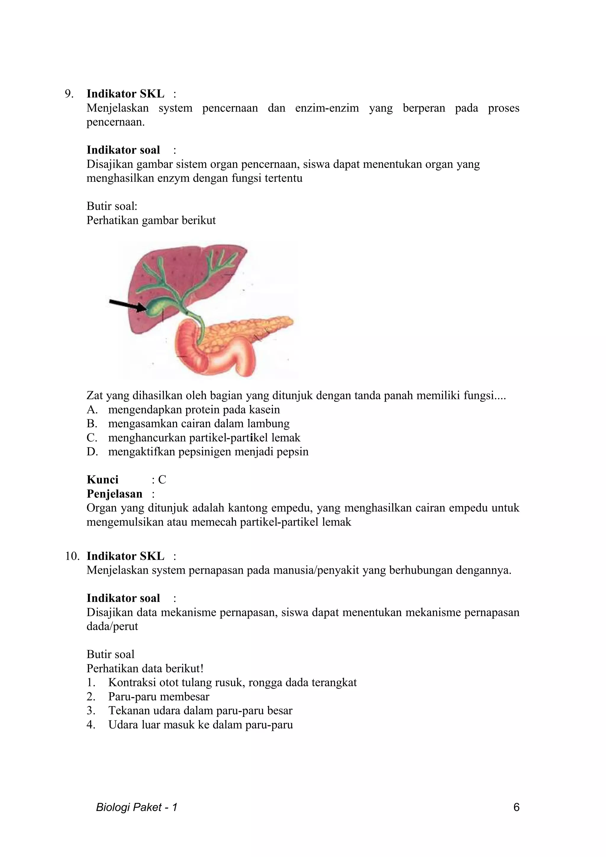 Paket 1 soal ipa biologi | PDF