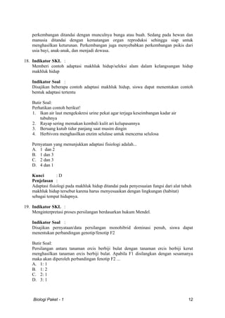 Paket 1 soal ipa biologi | PDF