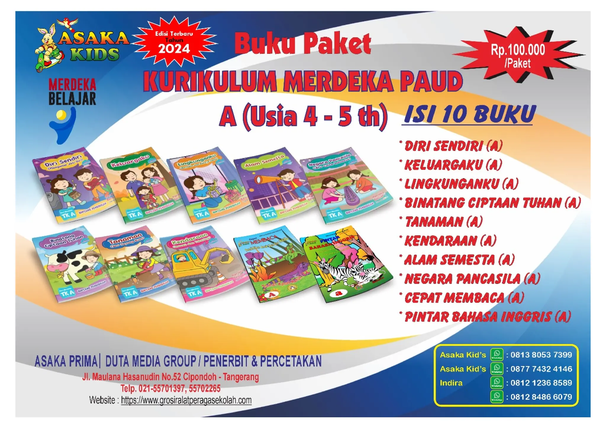 Buku Tematik Anak TK Dan PAUD Kurikulum MERDEKA Usia 4-5 Dan 5-6 ...