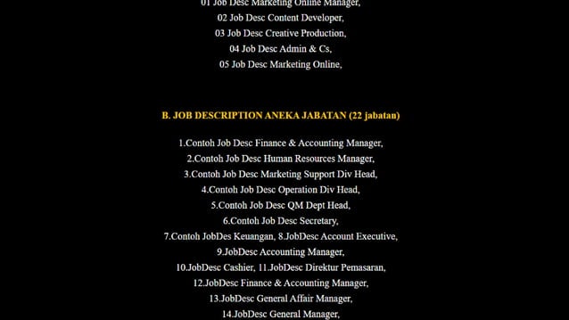 Contoh Job Description | PDF