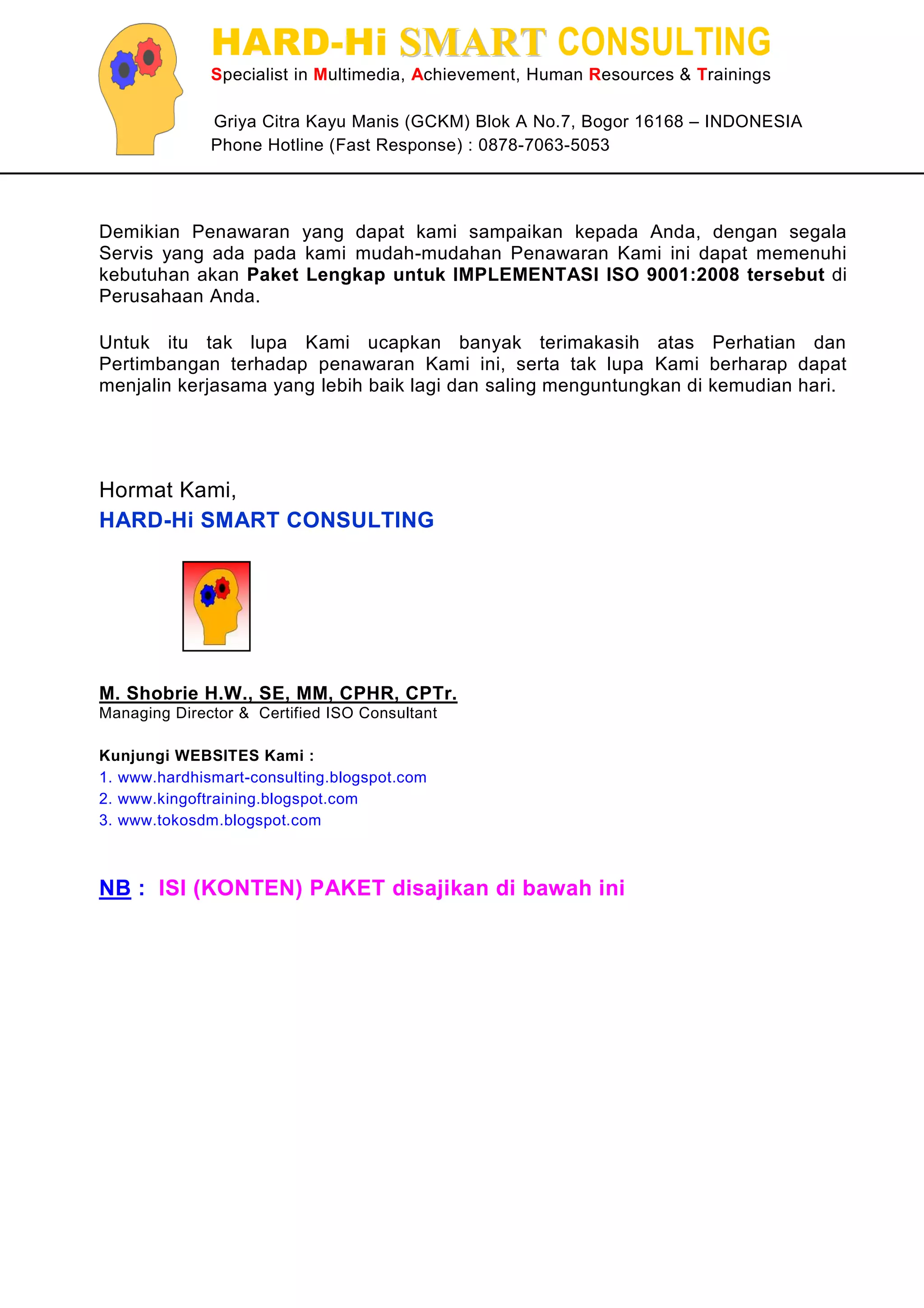 CONTOH / TEMPLATE LENGKAP ISO 9001 untuk Perusahaan | PDF