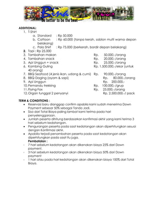 PAKET OUTBOUND MURAH | PAKET OUTBOUND PROMO | PAKET OUTBOUND BOGOR | PDF
