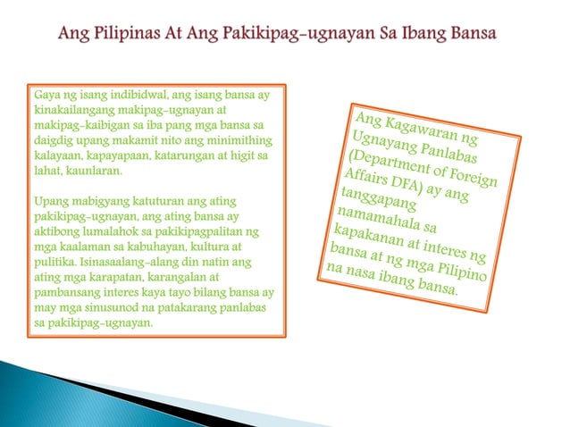 Pakikipag ugnayan ng pilipinas sa ibang bansa