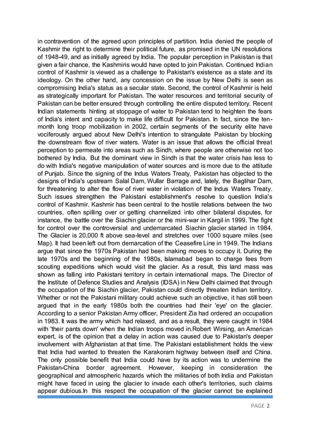 Pakistan and india Relation | DOCX