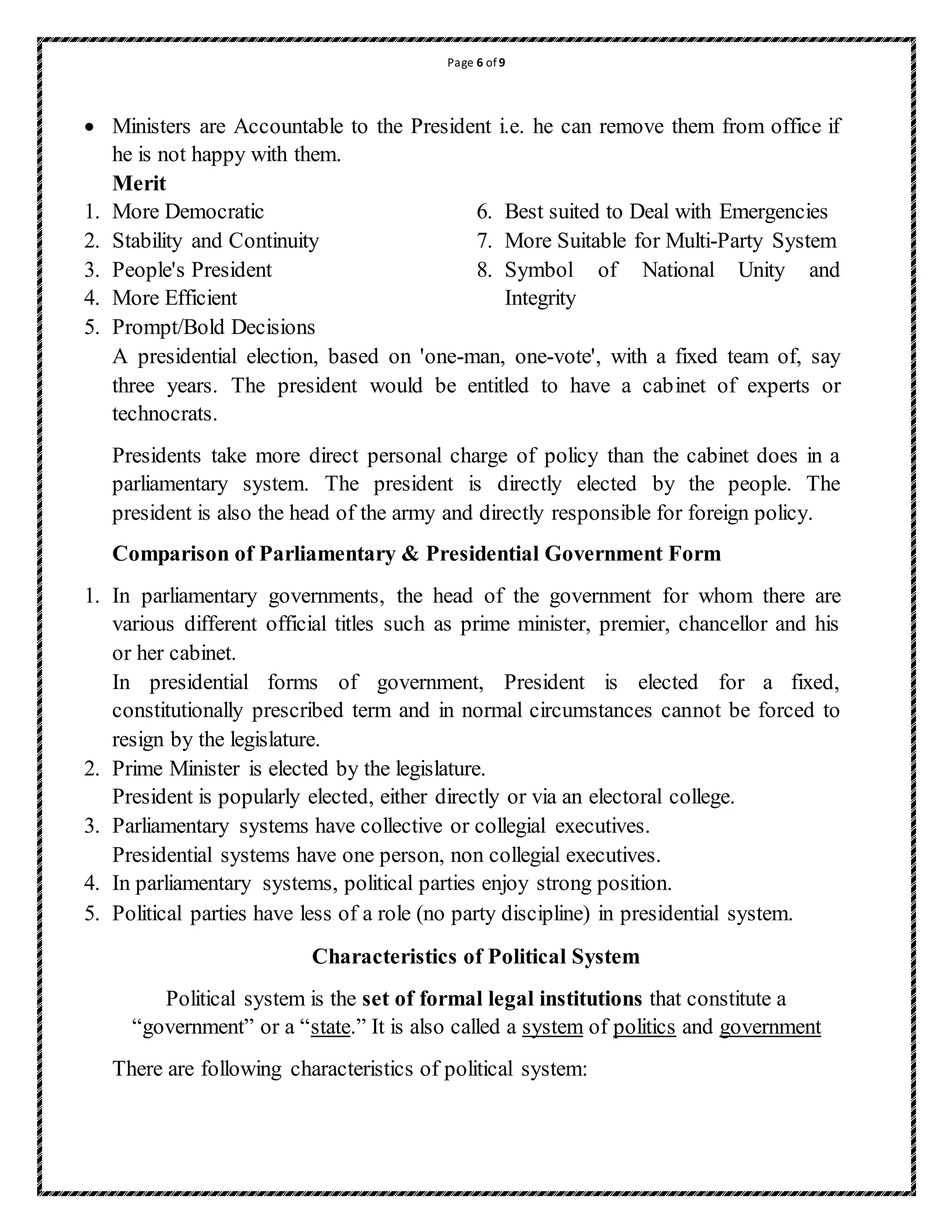 Pakistan political system | DOCX | Political Issues & policy | Politics