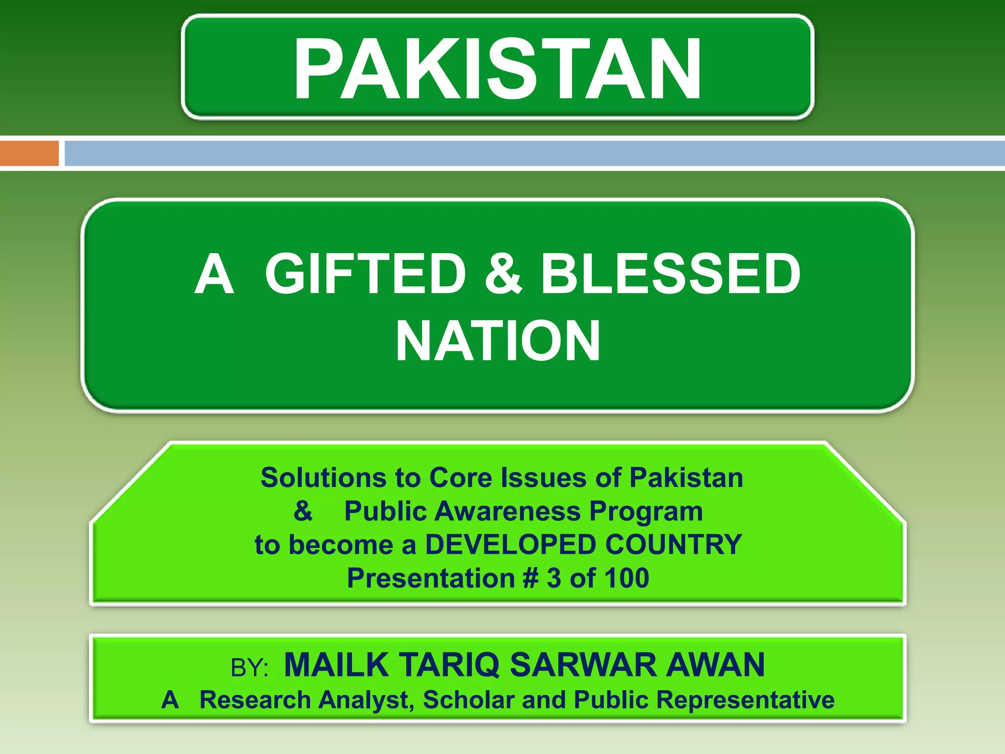 MOST COMPREHENSIVE PRESENTATION EVER ON PAKISTAN by TARIQ SARWAR AWAN | PPT