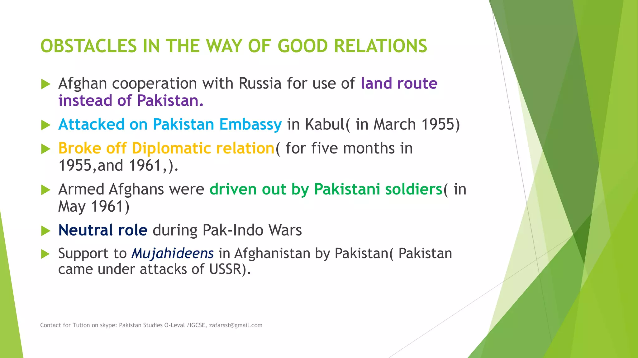 Relation of Pakistan and afghanistan | PPTX