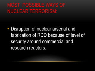 Pakistan and nuclear terrorism | PPTX