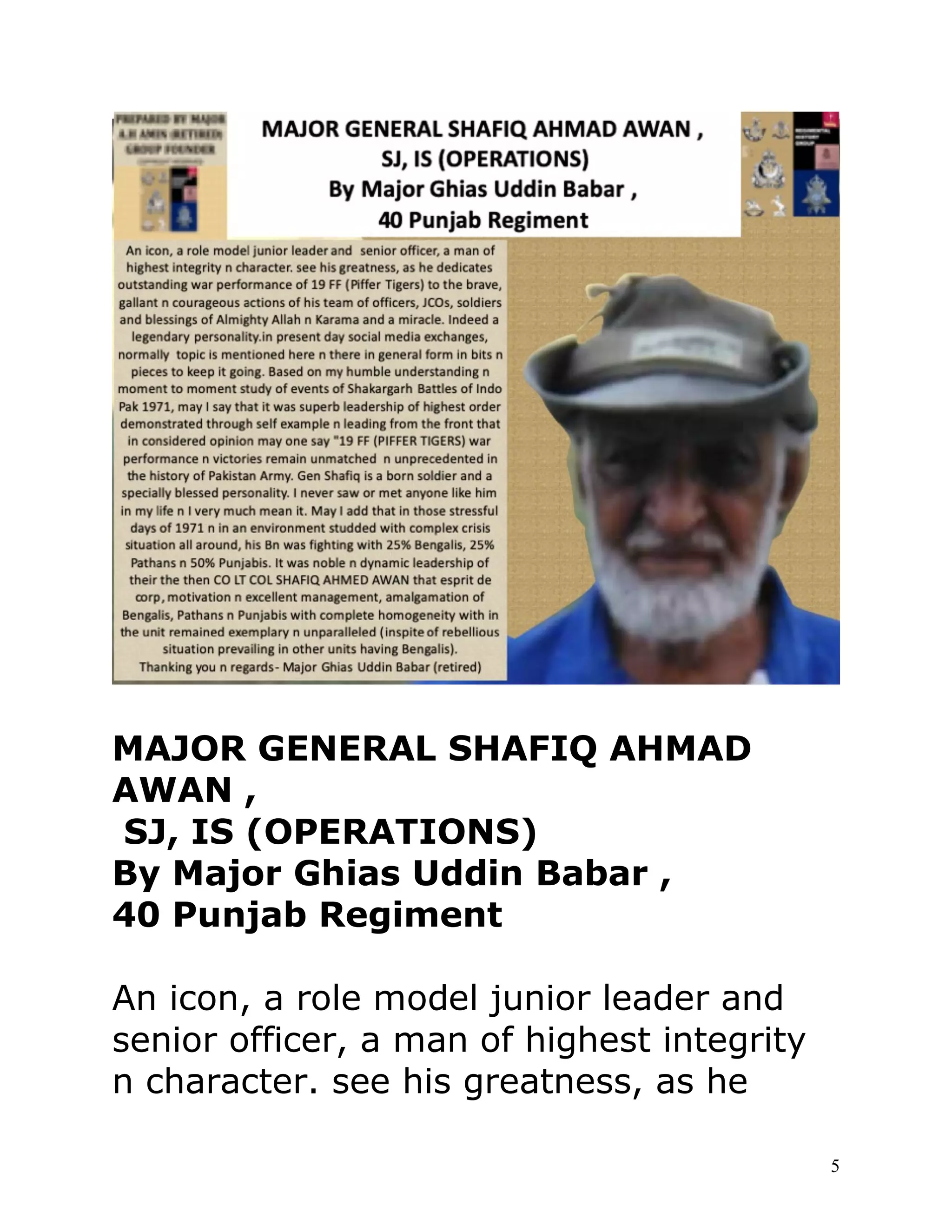 Pakistan Army's Forgotten Saviour of Shakargarh- Major General Shafiq ...